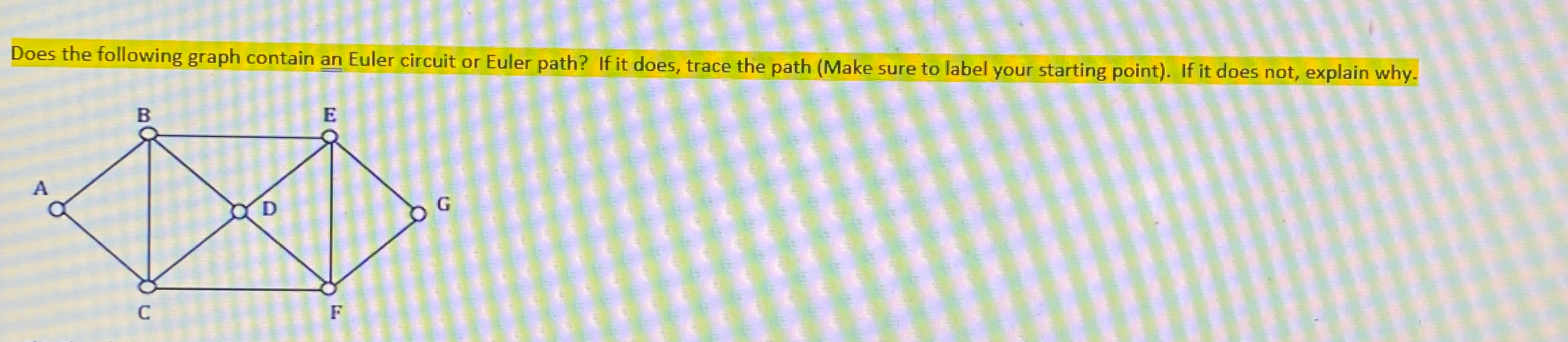 Solved Does the following graph contain an Euler circuit or | Chegg.com