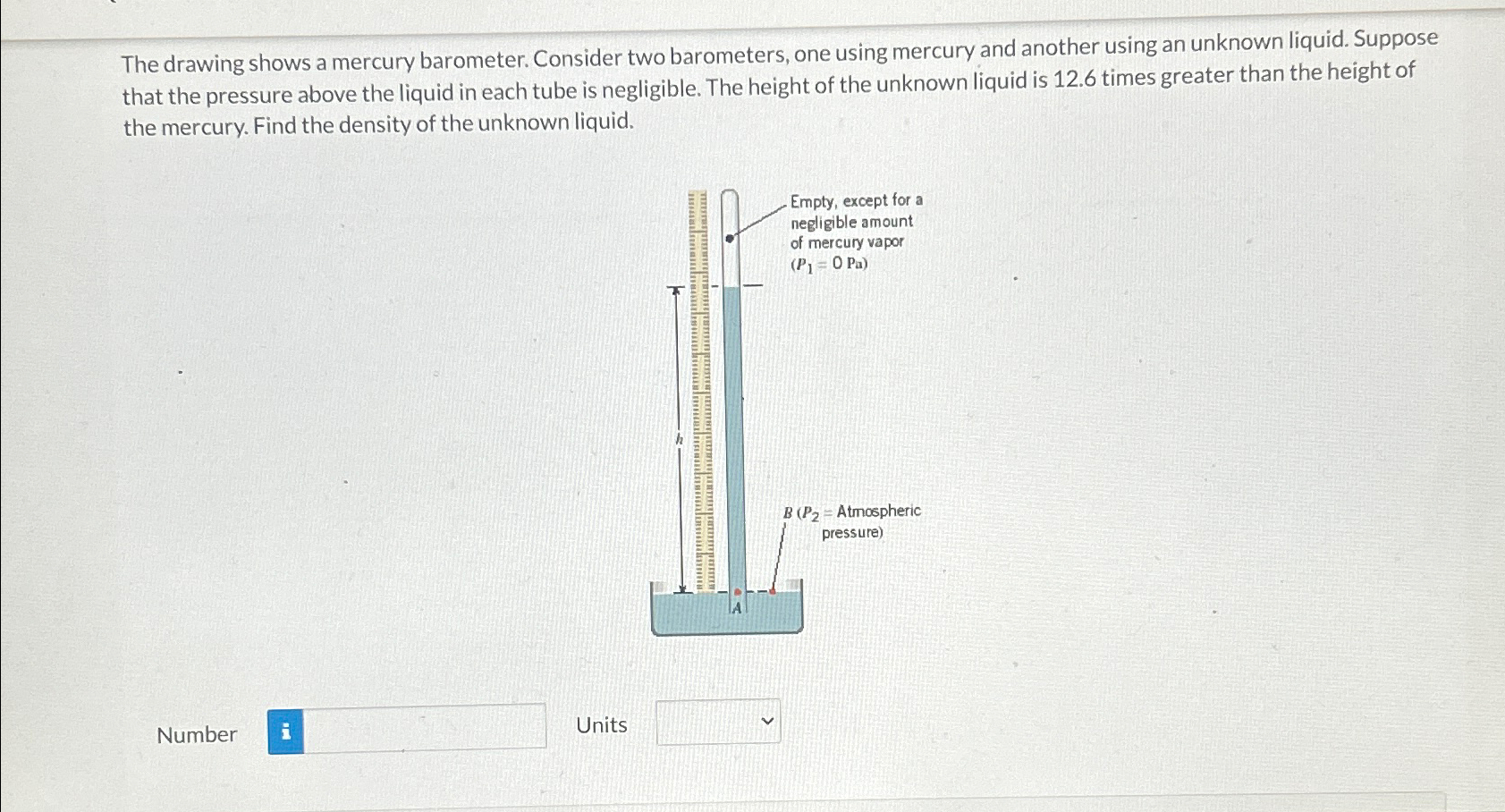 Solved The drawing shows a mercury barometer. Consider two | Chegg.com