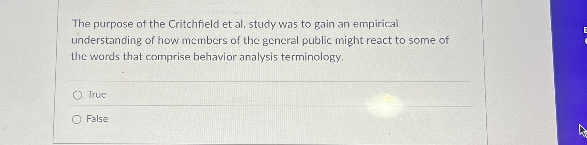 Solved The purpose of the Critchfield et al. ﻿study was to | Chegg.com