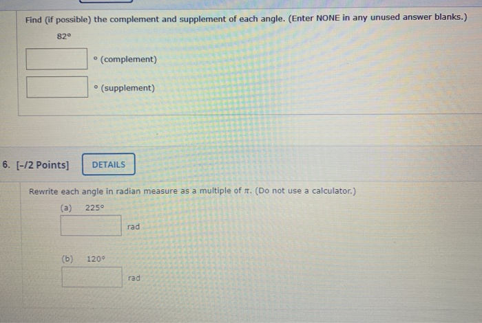 Solved Find (if possible) the complement and supplement of | Chegg.com