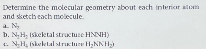 Solved Determine the molecular geometry about each interior | Chegg.com