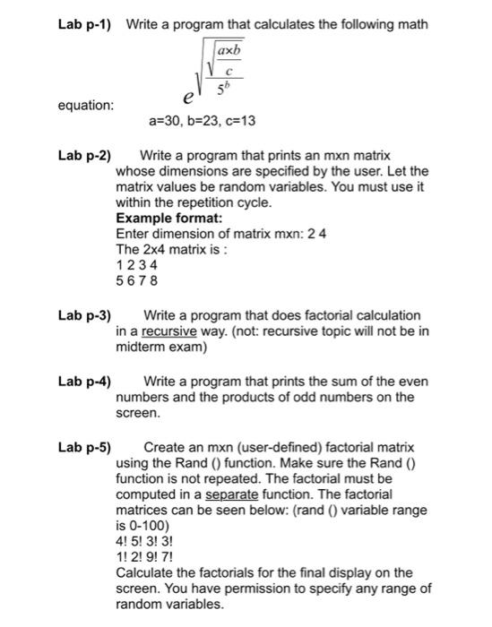 Solved Lab p-1) Write a program that calculates the | Chegg.com