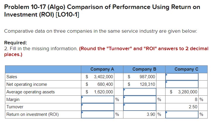 Solved Problem 10-17 (Algo) ﻿Comparison of Performance Using | Chegg.com