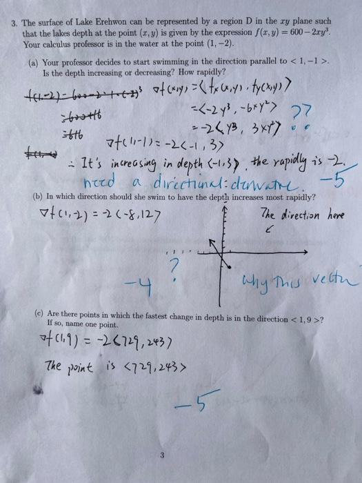 Solved 3. The surface of Lake Erehwon can be represented by | Chegg.com