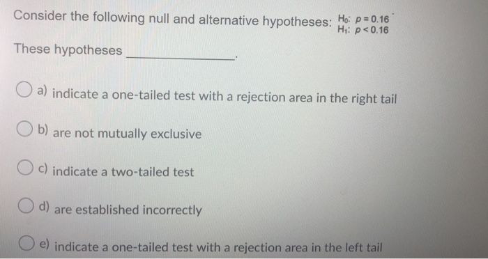 Solved Consider the following null and alternative | Chegg.com