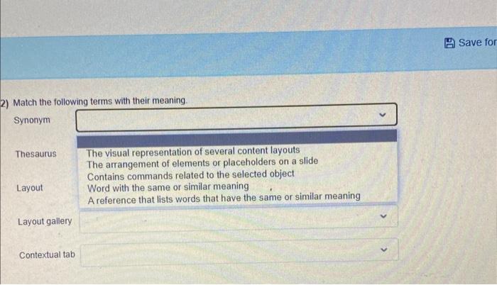 Solved 2) Match the followina terms with their meaning. | Chegg.com
