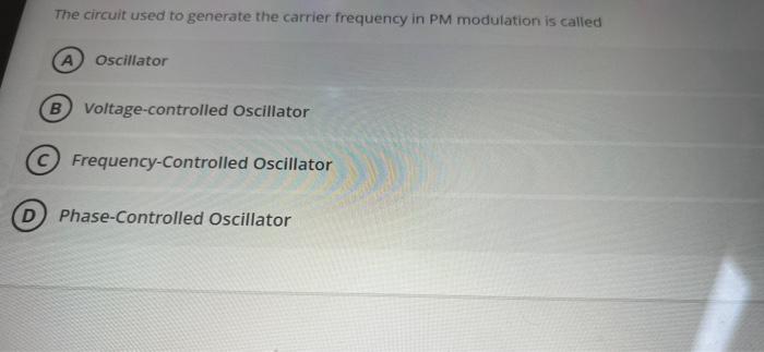 Solved The circuit used to generate the carrier frequency in | Chegg.com