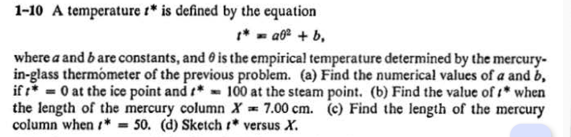 Solved 1-10 ﻿A temperature t** ﻿is defined by the | Chegg.com