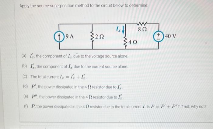 Solved Apply the source-superposition method to the circuit | Chegg.com