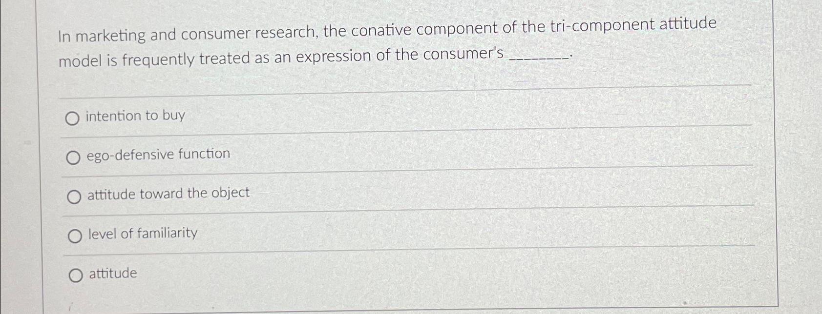 Solved In marketing and consumer research, the conative | Chegg.com