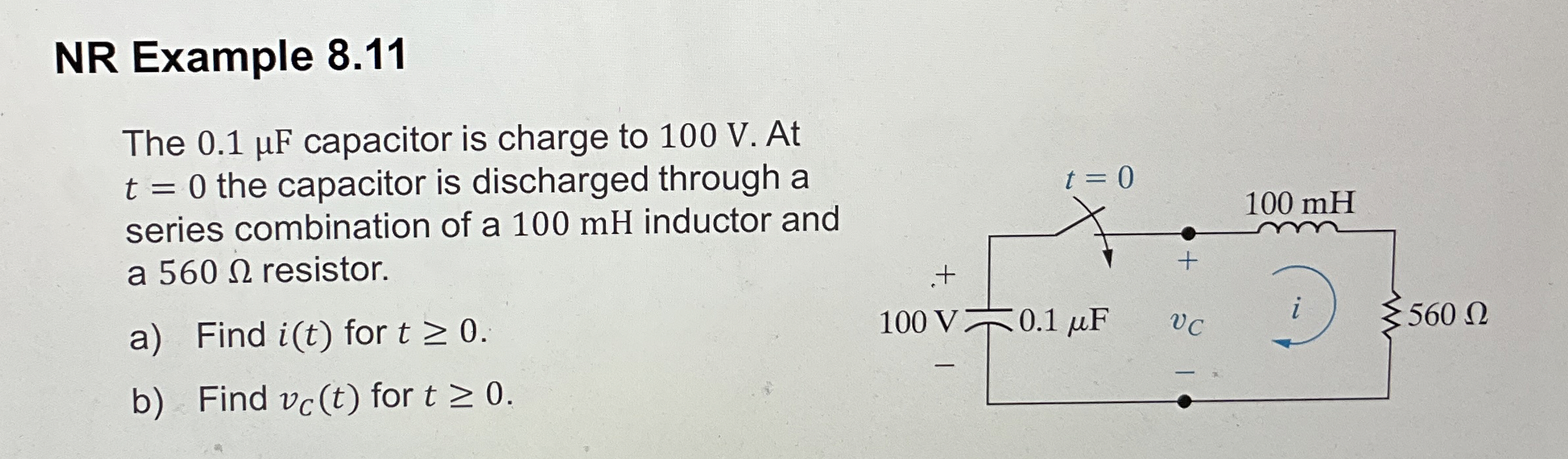 NR Example 8.11The 0.1μF ﻿capacitor is charge to 100 | Chegg.com