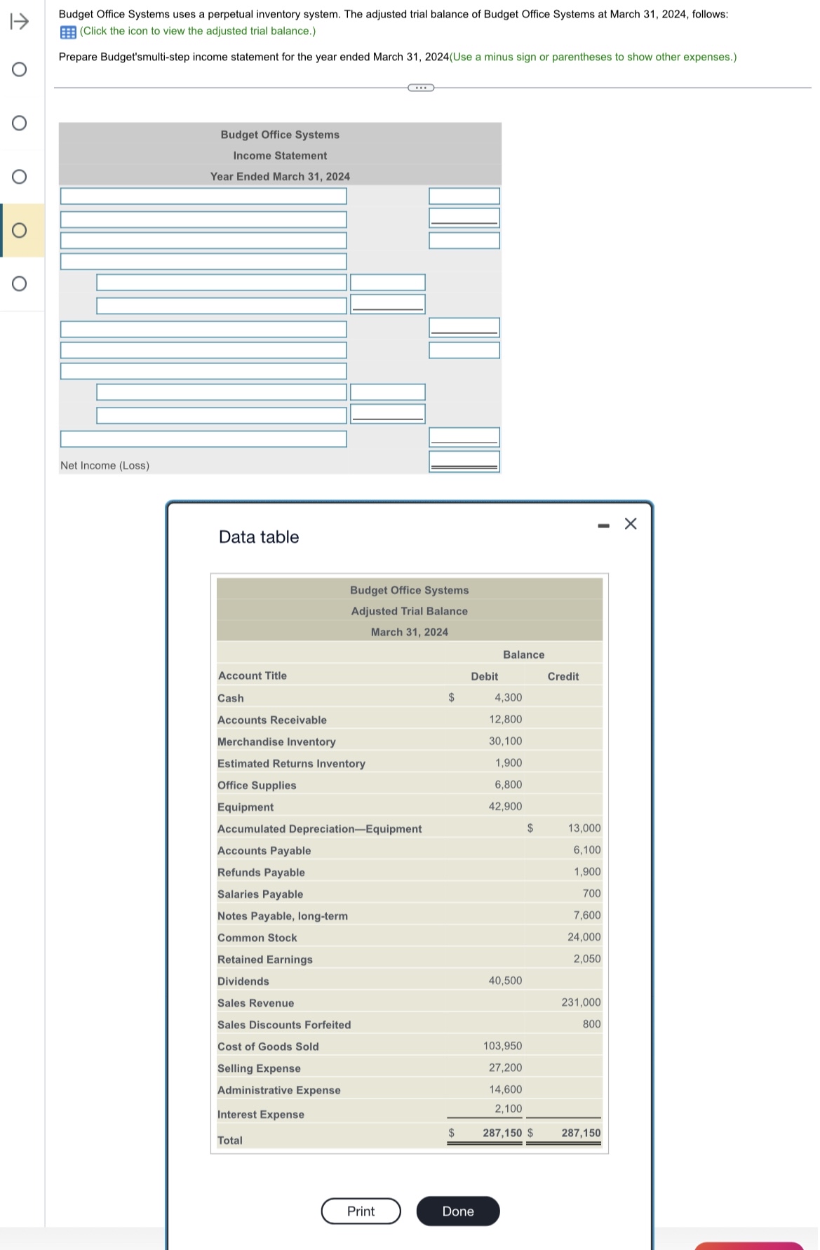 Solved Budget Office Systems uses a perpetual inventory | Chegg.com