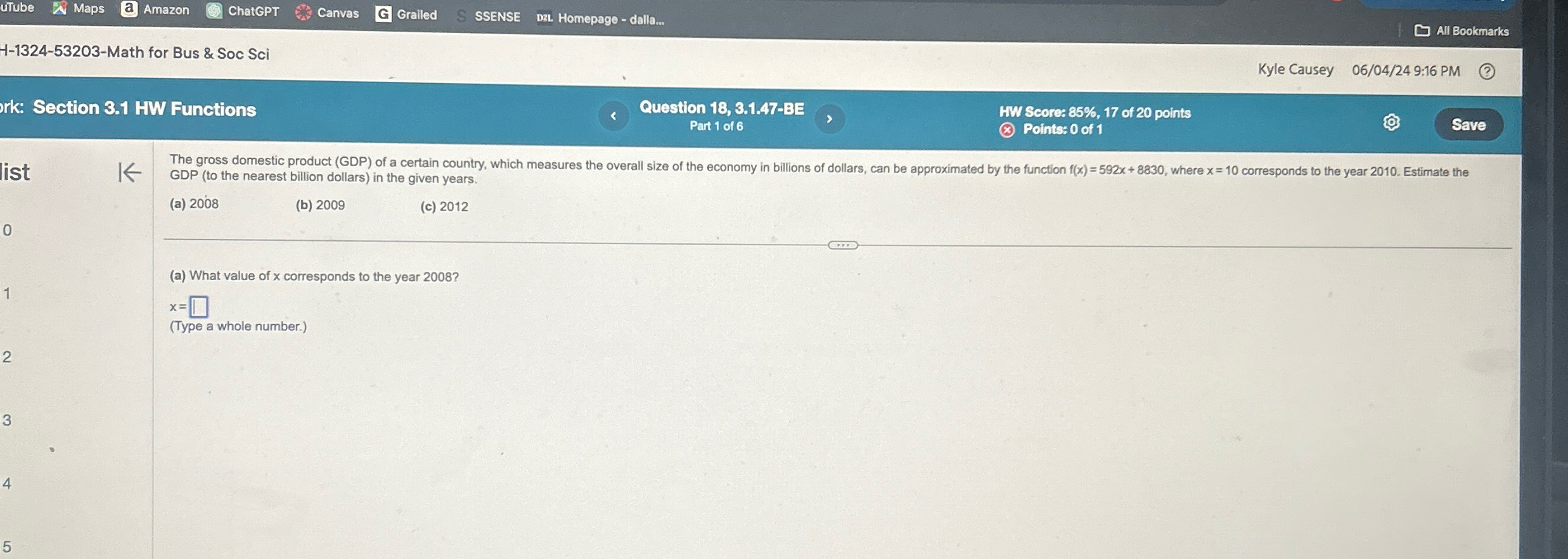 Solved UTubeMapsAmazonChatGPTCanvasGrailedSSENSEHomepage - | Chegg.com