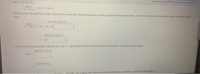 Solved Yerify the identity sec2x5−5⋅tan2x=5(1−tan2x) First | Chegg.com