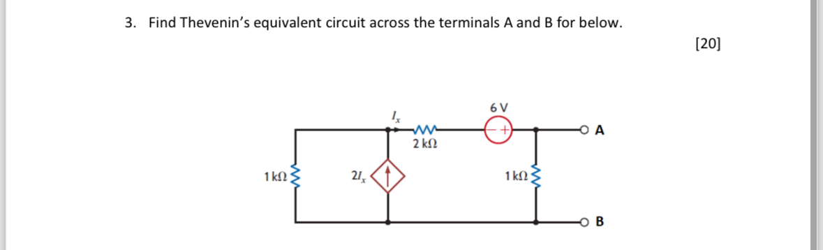 Solved Find Thevenin's equivalent circuit across the | Chegg.com