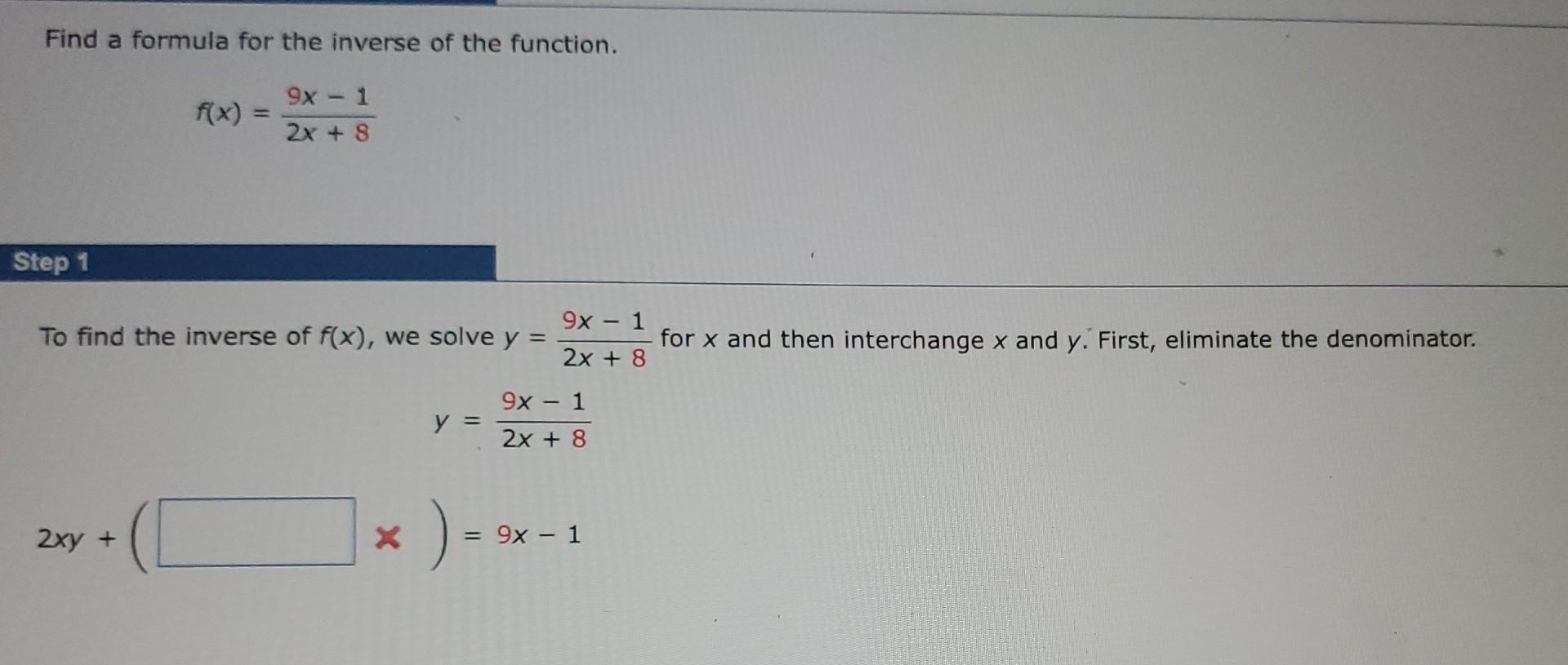 Solved Find a formula for the inverse of the function. | Chegg.com