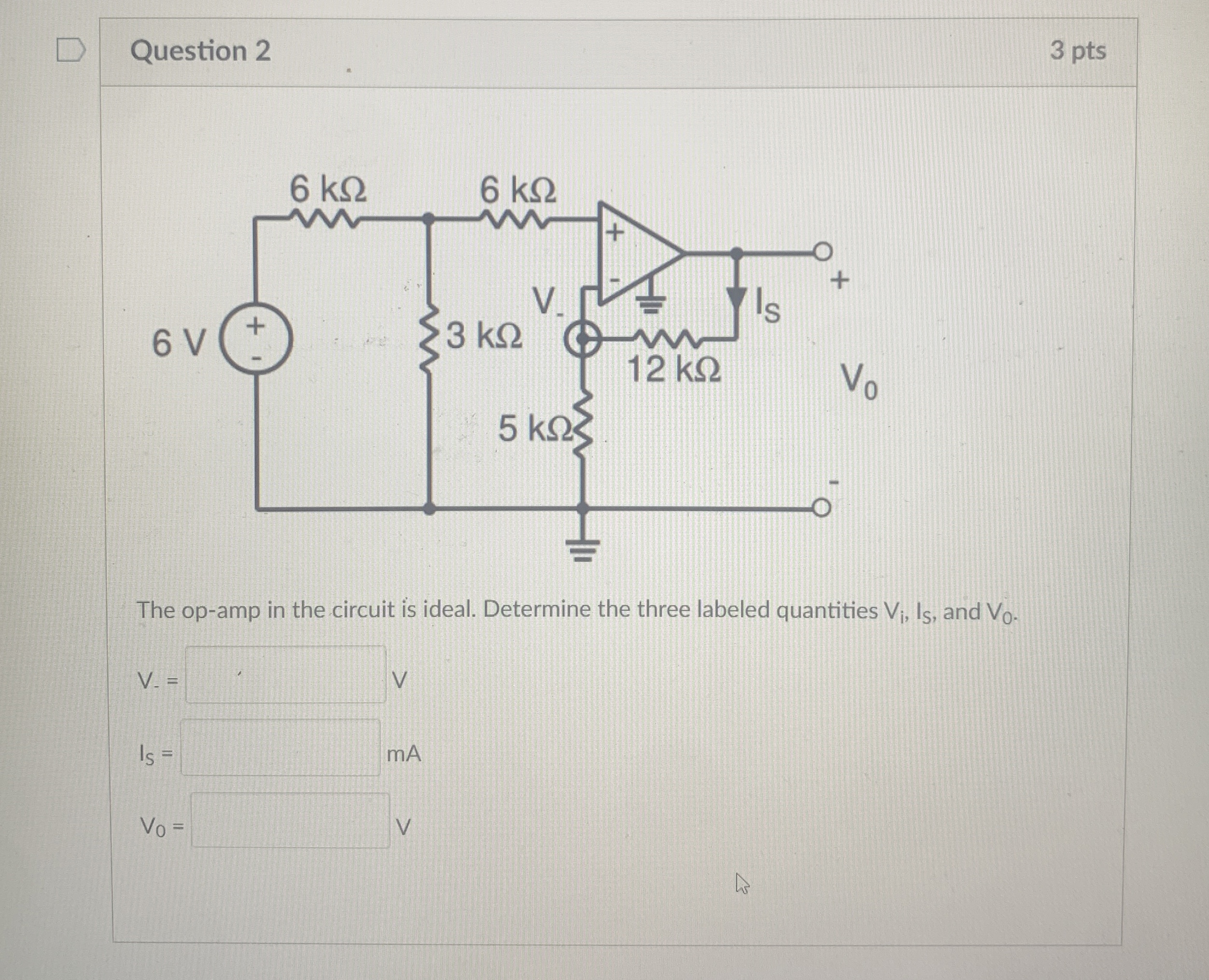 Solved Question 23 ptsThe op-amp in the circuit is ideal. | Chegg.com Solved Question 23 ptsThe op-amp in the circuit is ideal. | Chegg.com