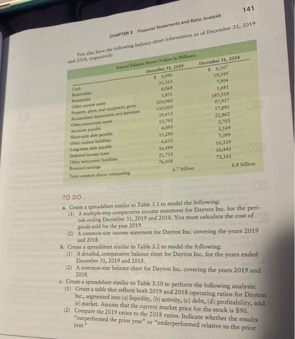 141 CHAPTER 3 Financial Statements and Ratio Analysis | Chegg.com