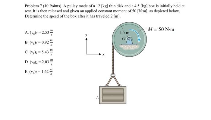 Solved Problem 7 (10 Points). A pulley made of a 12[ kg] | Chegg.com
