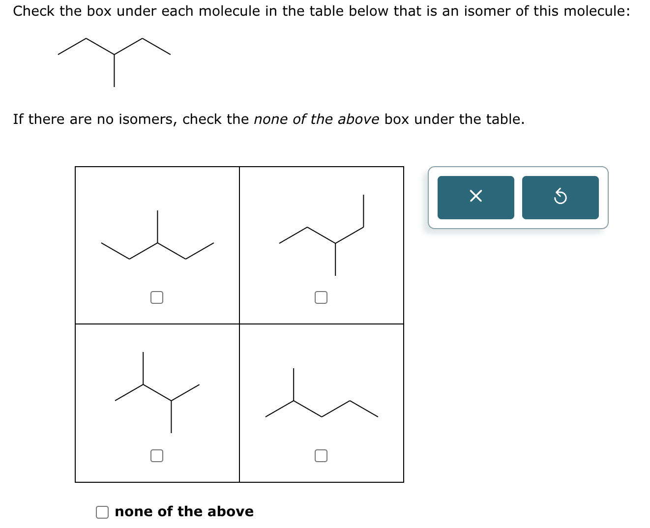 Solved Check the box under each molecule in the table below | Chegg.com