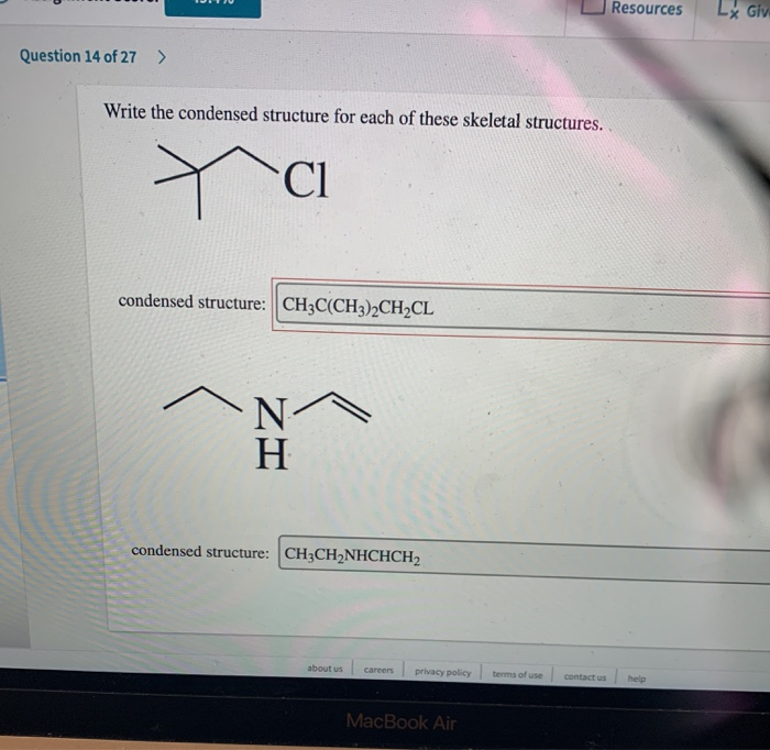 Solved Resources LXIV Question 14 of 27 > Write the | Chegg.com