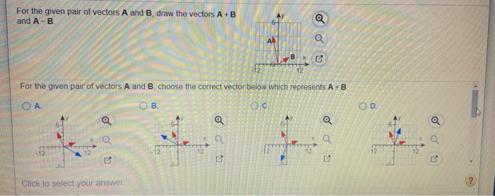 Solved For the given pair of vectors A and B draw the | Chegg.com