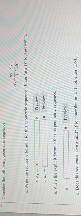 Solved Consider the following geometric sequence: | Chegg.com