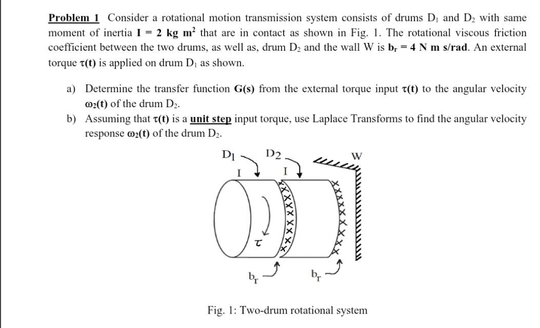 Solved Problem 1 Consider a rotational motion transmission | Chegg.com
