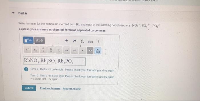 Solved ree Part A Write formulas for the compounds formed | Chegg.com
