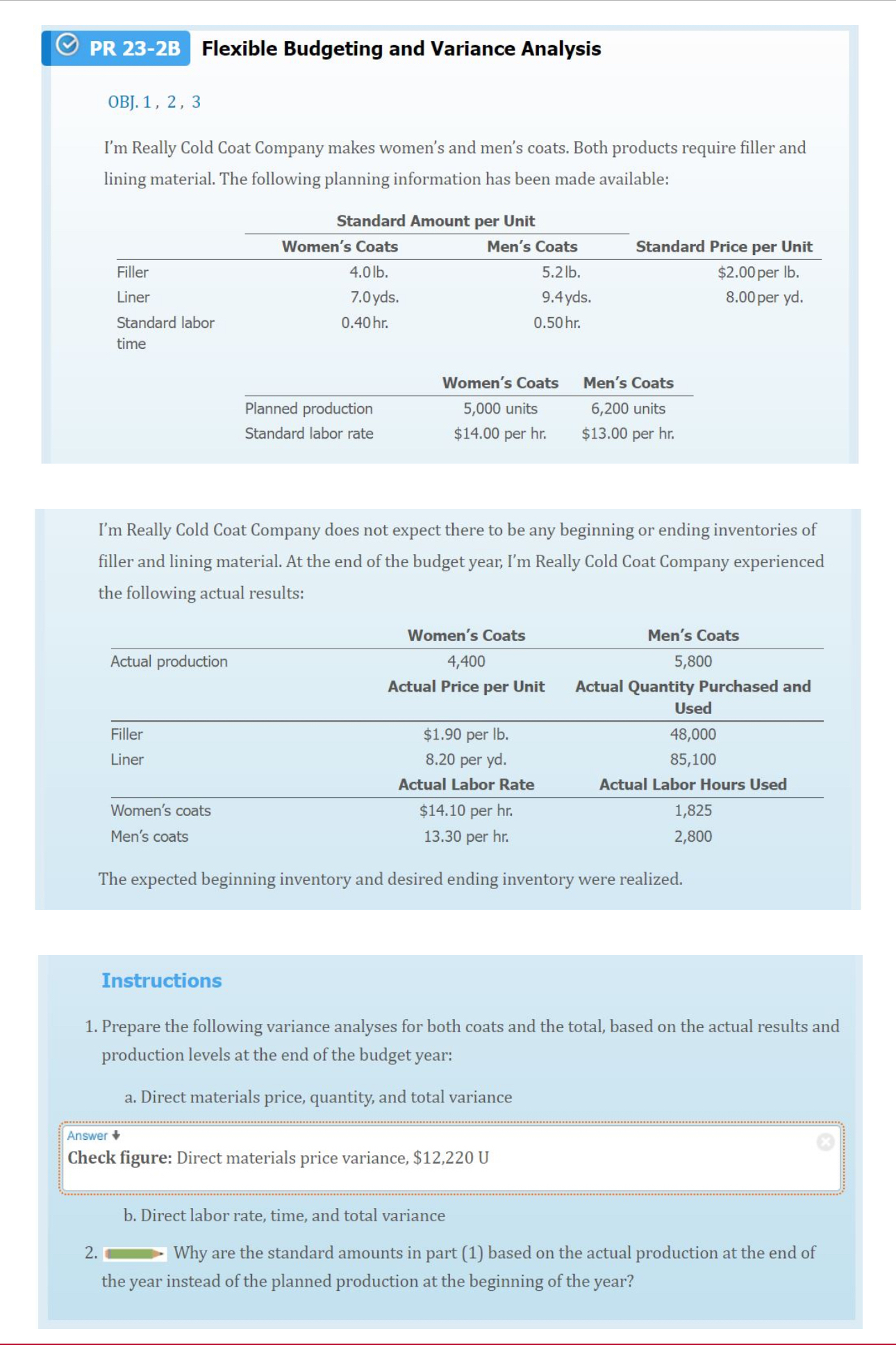 Solved PR 23-2B Flexible Budgeting and Variance AnalysisOBJ. | Chegg.com