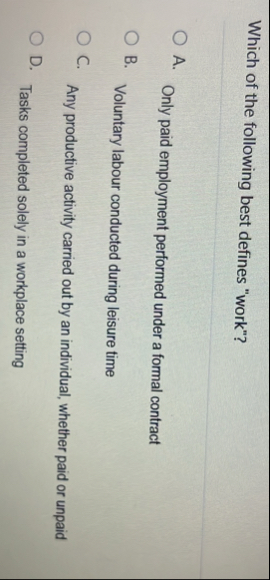 Solved Which of the following best defines "work"?A. ﻿Only | Chegg.com