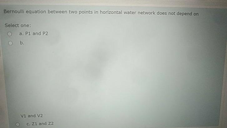 Solved Bernoulli equation between two points in horizontal | Chegg.com