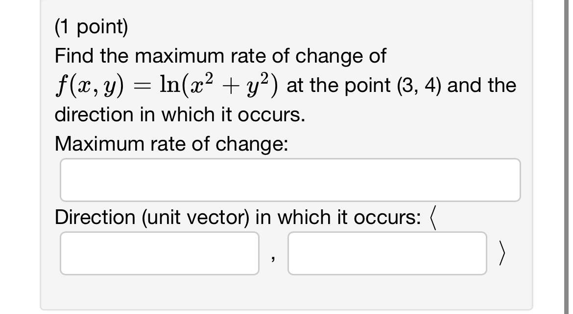 Solved (1 ﻿point)Find the maximum rate of change of | Chegg.com