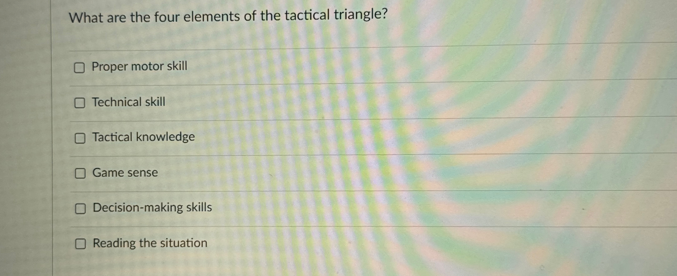 Solved What are the four elements of the tactical | Chegg.com