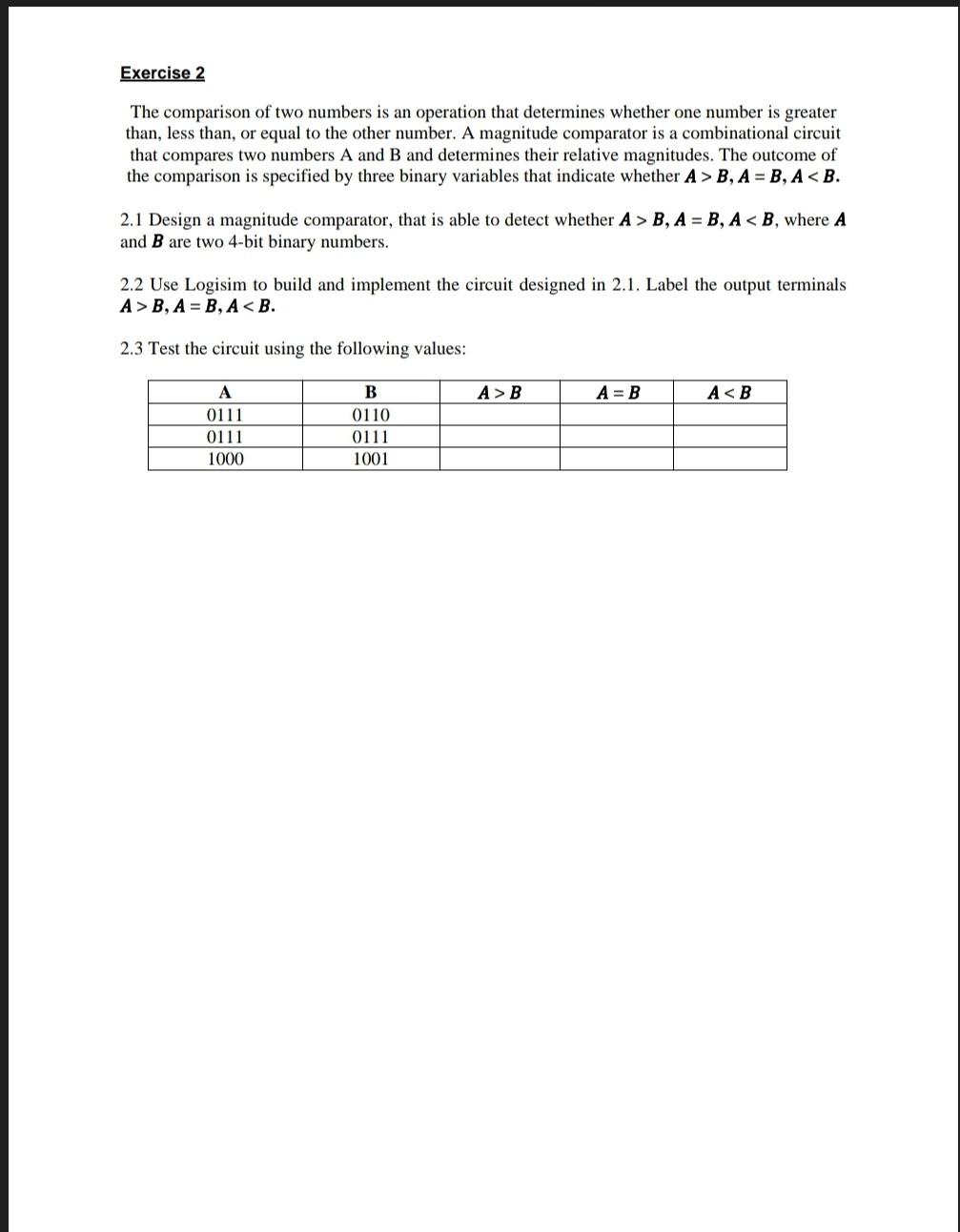 Solved MCT313- Digital Systems Design Lab 2: Combinational | Chegg.com