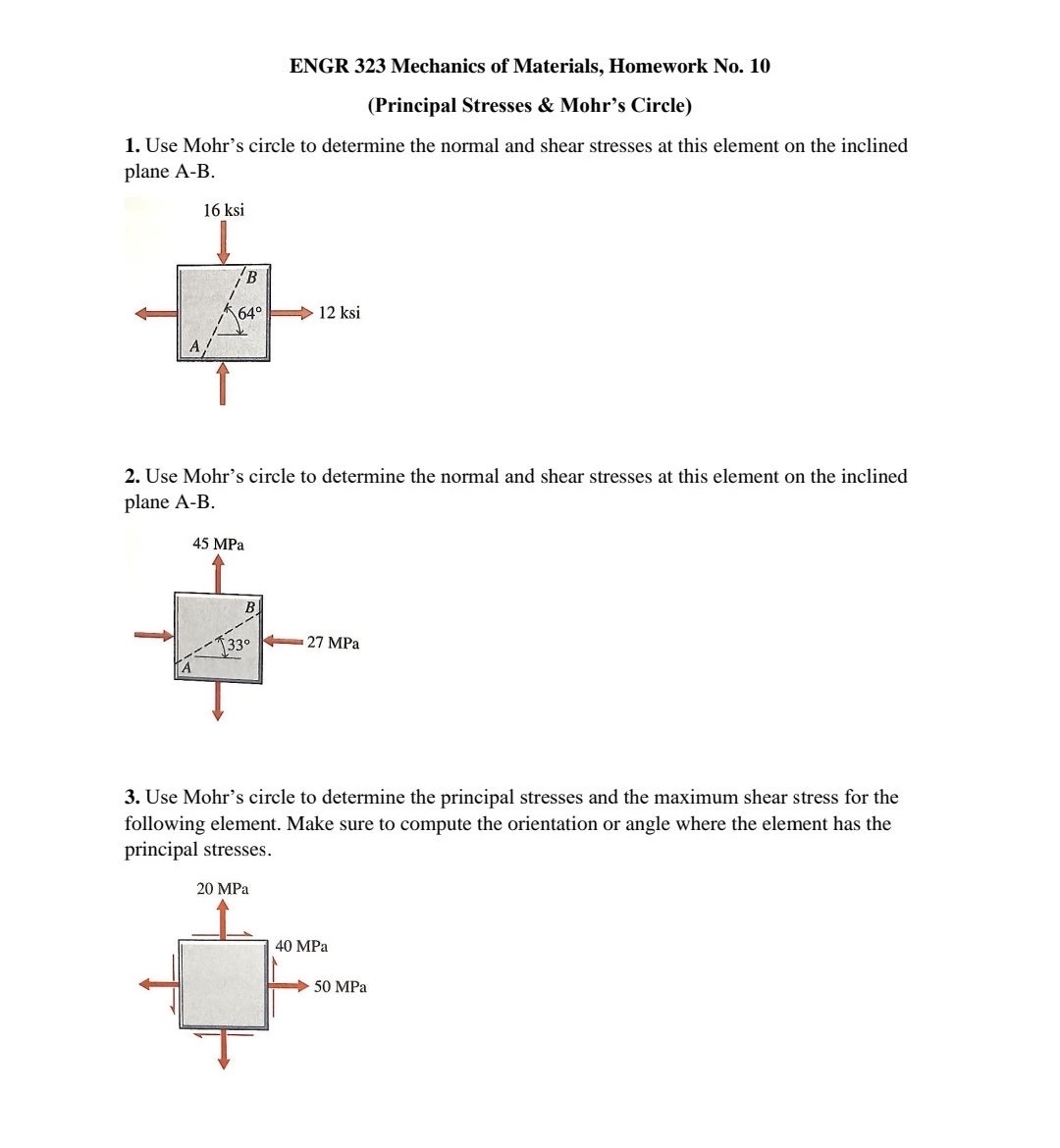 Solved Use Mohr's circle to determine the normal and shear | Chegg.com Solved Use Mohr's circle to determine the normal and shear | Chegg.com