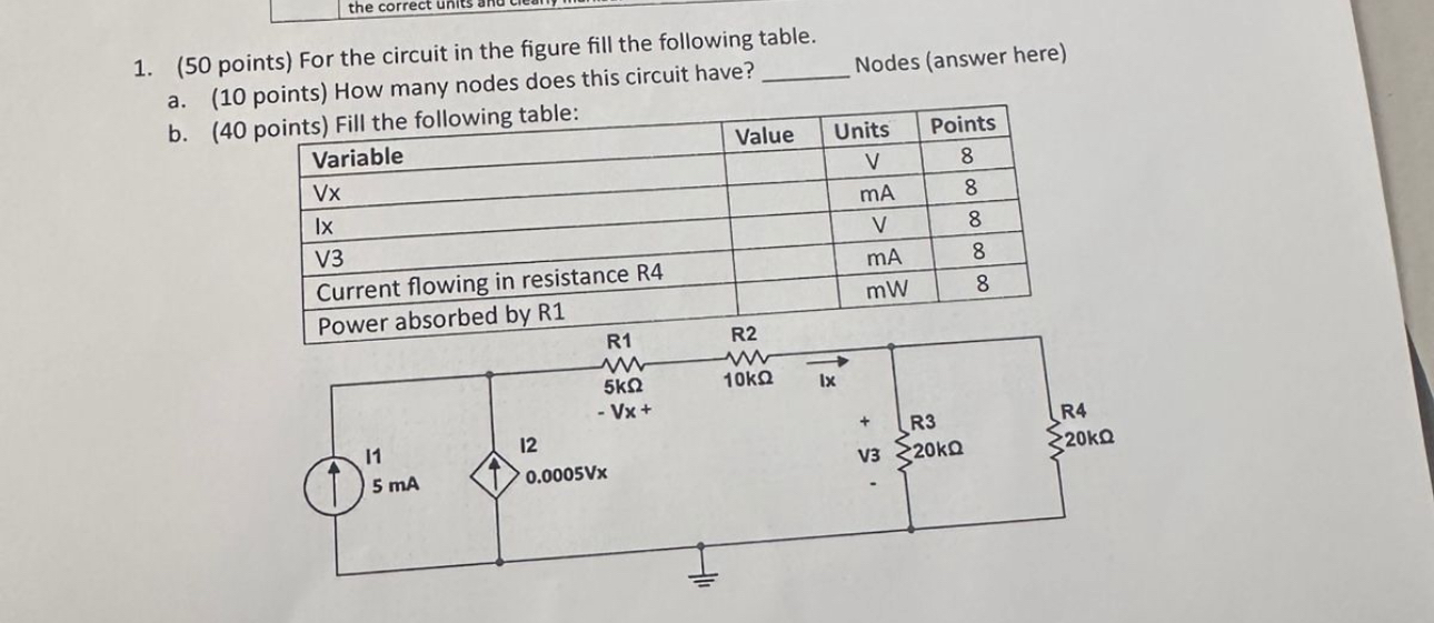 Solved by an EXPERT (50 ﻿puntos) ﻿Para el circuito de la figura llene la | Chegg.com