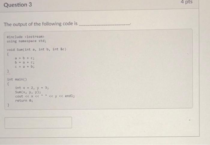 Solved Question 1 The output of the following code is | Chegg.com