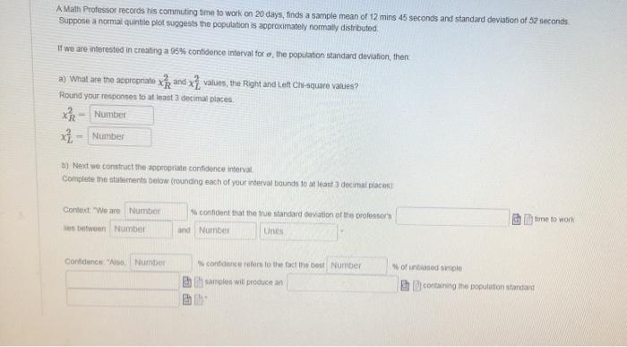 Solved A Math Professor records his commuting time to work | Chegg.com