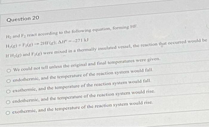 Solved H2 and F2 react according to the following equation, | Chegg.com