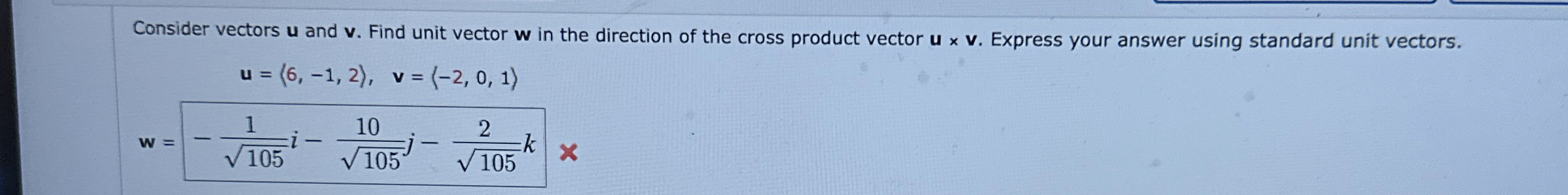 Solved Consider vectors u ﻿and v. ﻿Find unit vector w ﻿in | Chegg.com