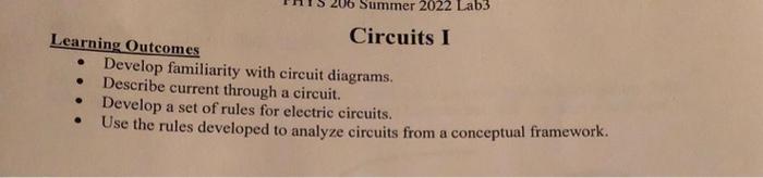 Solved Learning Outcomes Circuits I - Develop familiarity | Chegg.com