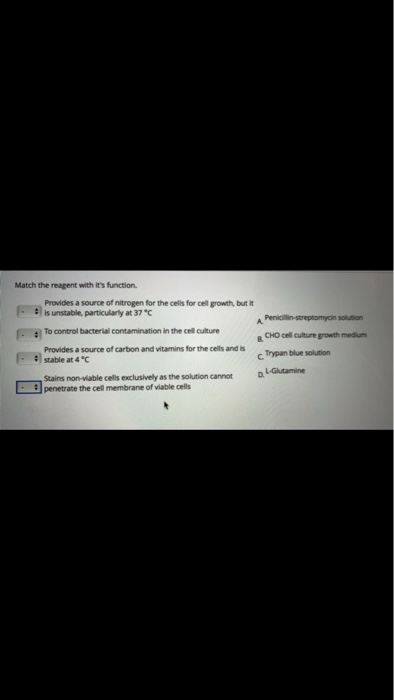 Solved Match the reagent with its function. Provides a | Chegg.com