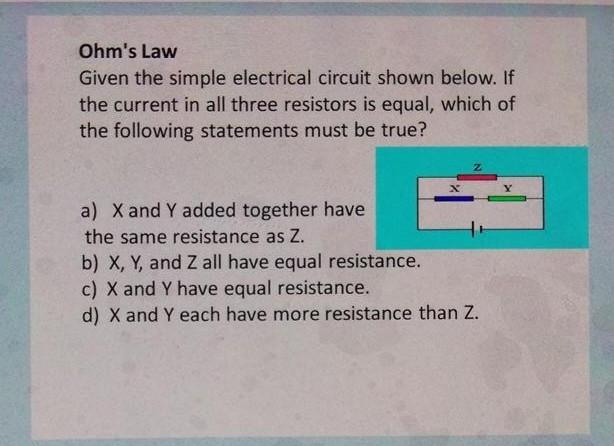 Solved Ohm's Law Given the simple electrical circuit shown | Chegg.com
