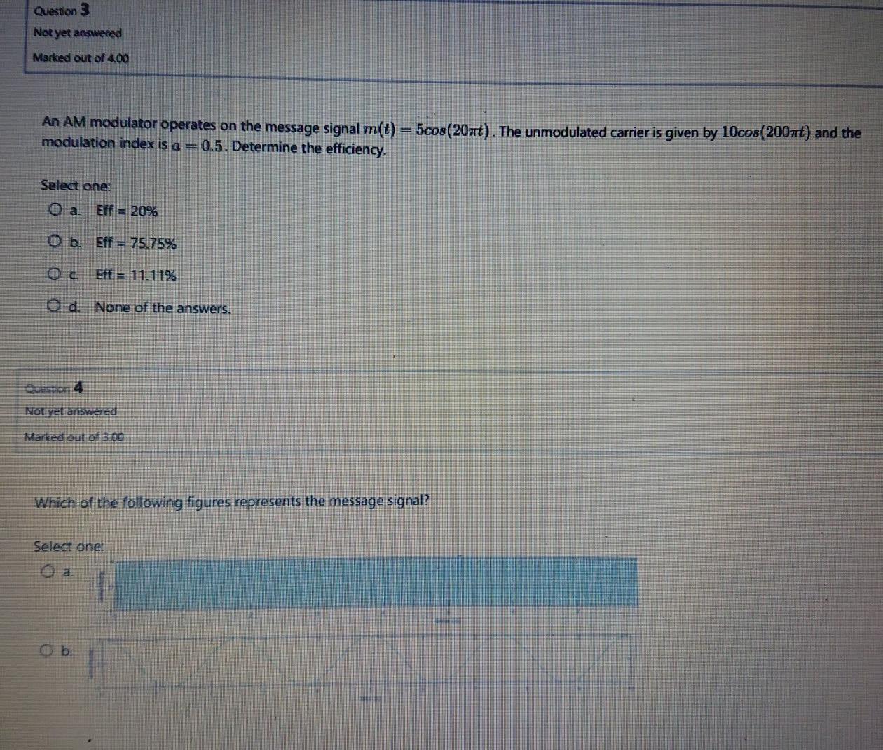Solved An Am Modulator Operates On The Message Signal