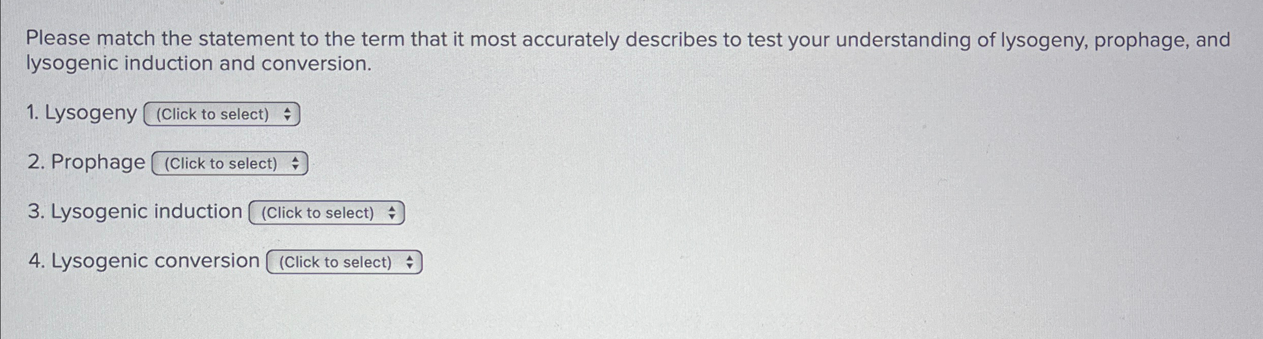Solved Please match the statement to the term that it most | Chegg.com