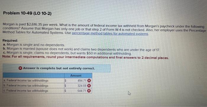 Solved Morgan is paid $2.616.35 per week. What is the amount | Chegg.com