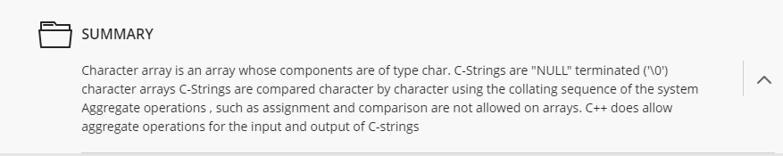 Solved SUMMARYCharacter array is an array whose components | Chegg.com