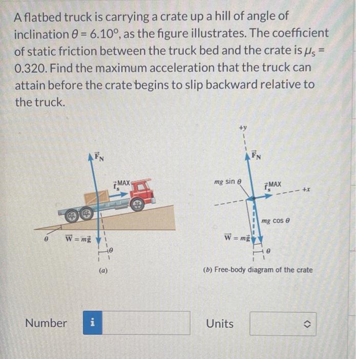 Solved A flatbed truck is carrying a crate up a hill of | Chegg.com