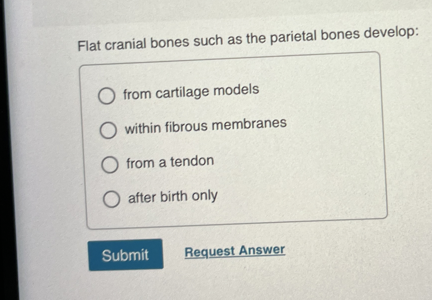 Solved Flat cranial bones such as the parietal bones | Chegg.com